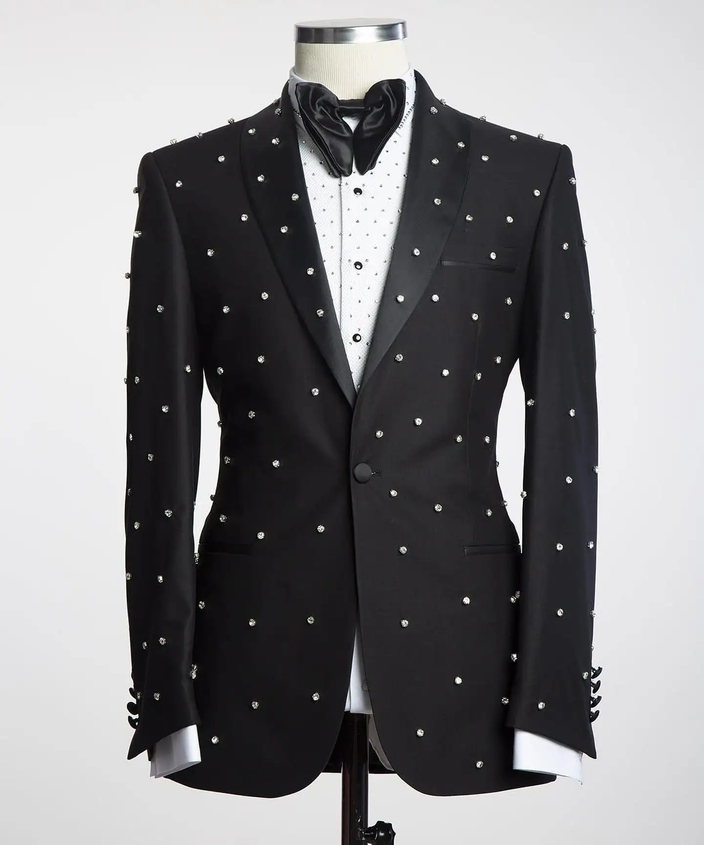 Handsome Shiny Black Diamond Men Suit Wedding Suits for Men Shawl ...