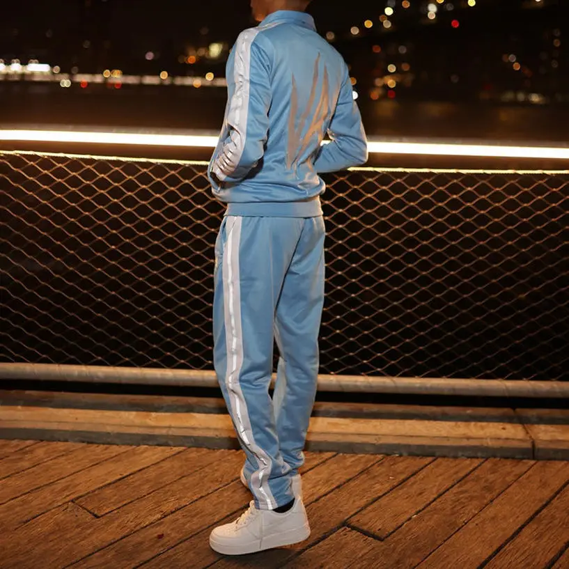 Custom Jogging Jacket Track Suit Blue Color 2 Piece Set