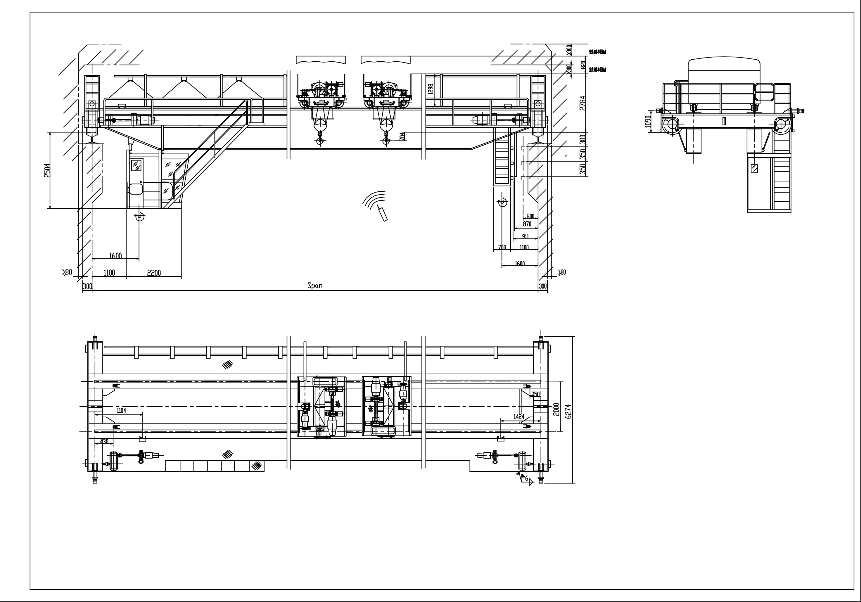 10+10Ton Double Winch Trolley Double Main Beam Electric Bridge Overhead ...