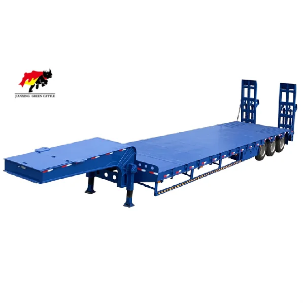 High Quality 3 Axles Lowboy Trailers 60ton Low Bed Trailer 45ft Lowbed ...