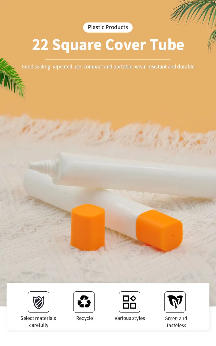 D22 Square Screw Cap Tube Pe Squeeze White Eye Cream Tube Acne Gel ...
