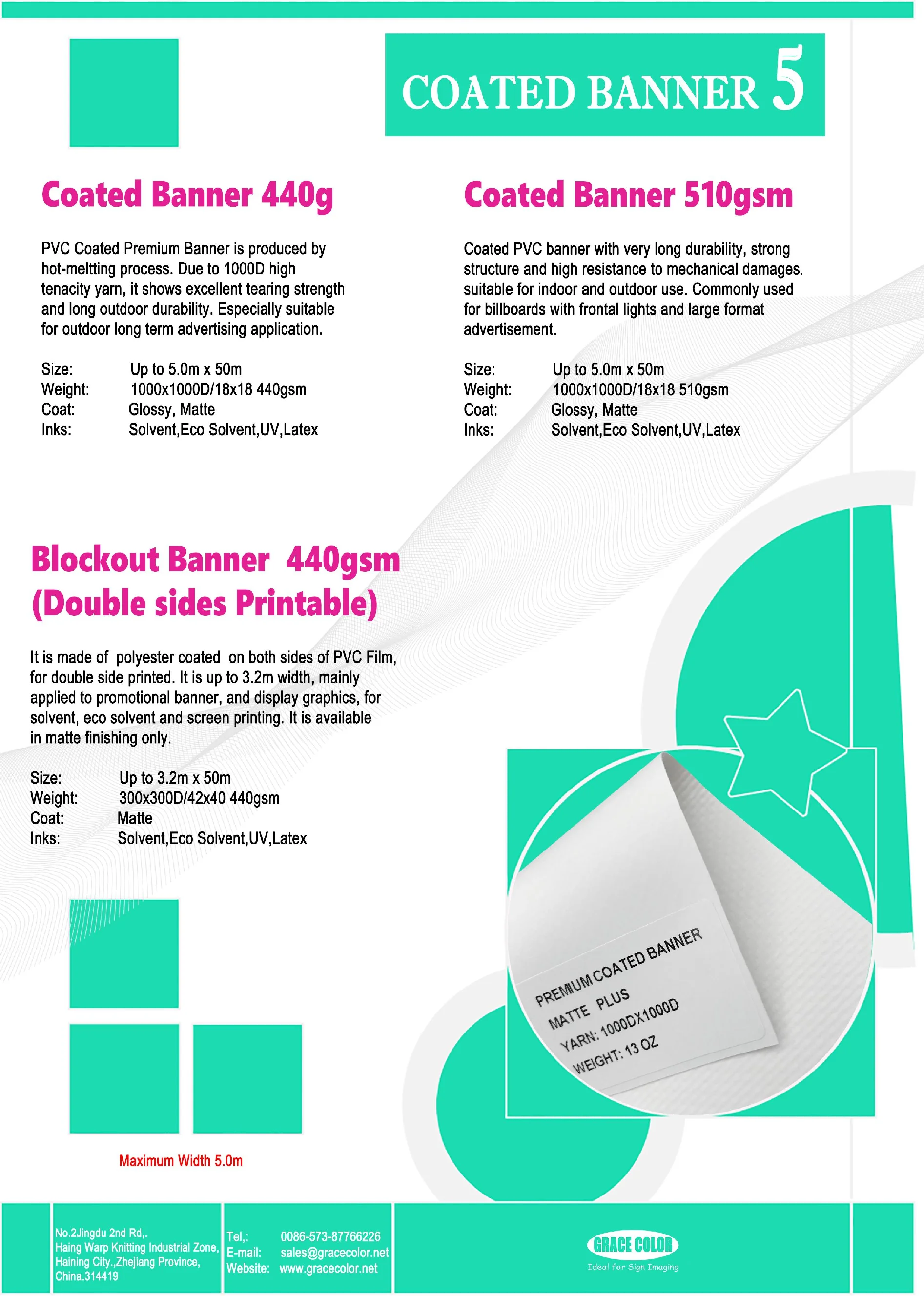 300gsm 200*300D/18*12 Laminated Frontlit Glossy PVC Flex Banner