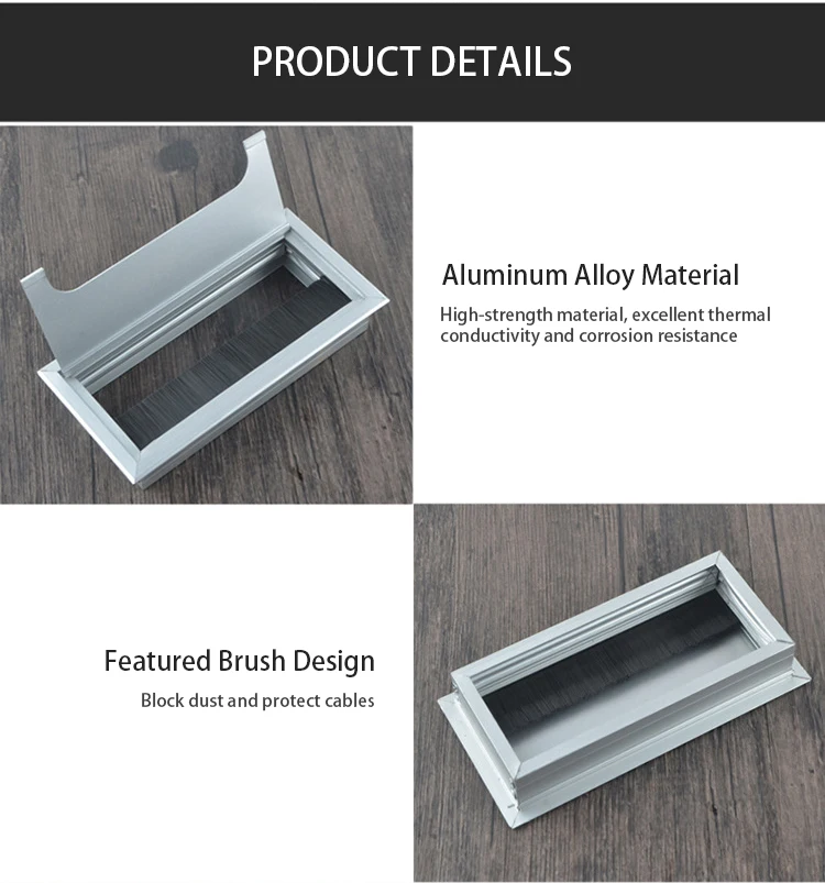 Office Desk Grommet Socket Hole Flip up Cover - Aluminum