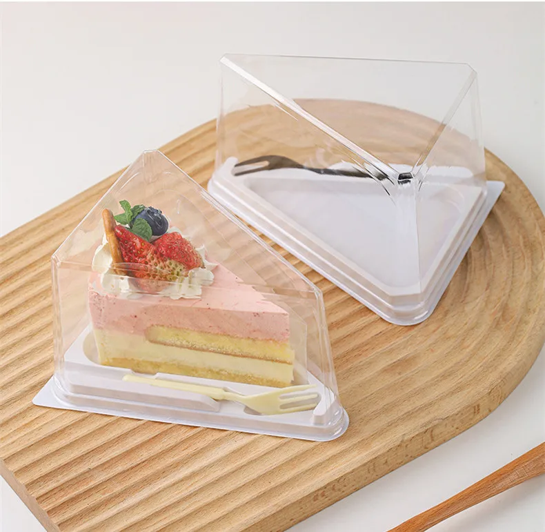 Plastic Sandwich Container Mini Cake Box Bakery Cake Slice Containers ...