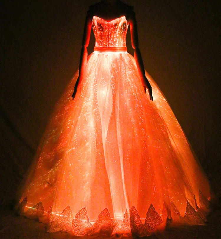 Elegant Luminous LED Fiber Optic Wedding Dress & Lighting Dress - OEM