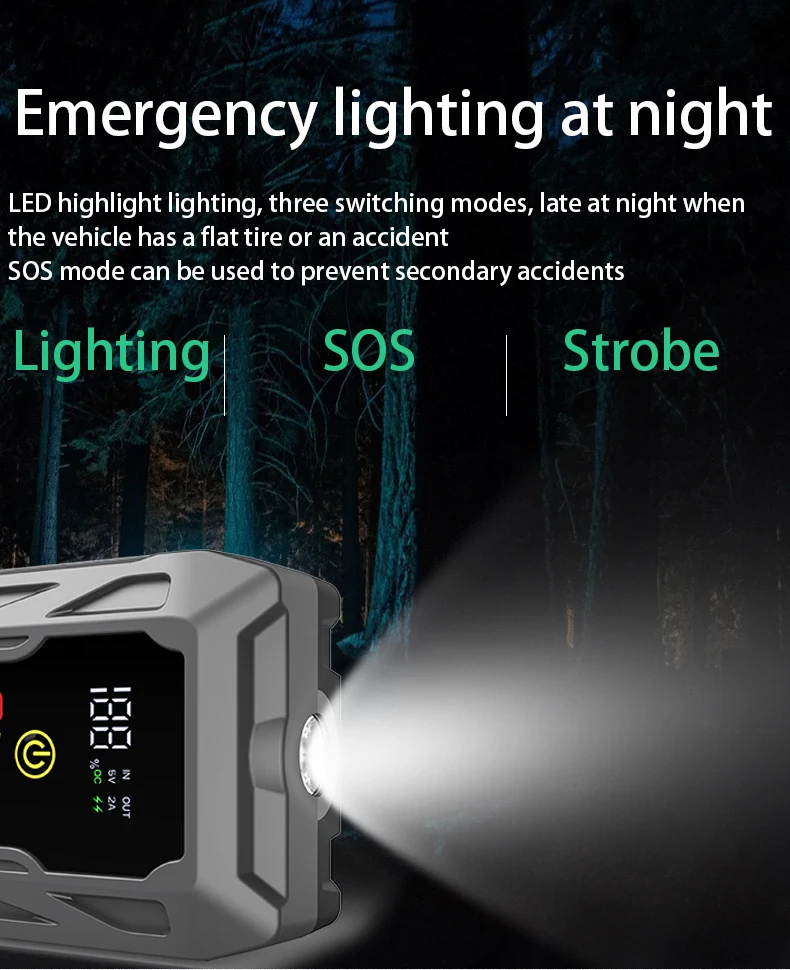 Portable Car Jump Starter Power Bank Emergency Kit Air Compressor ...