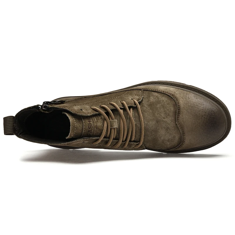 New Fashion Casual Men's British PU High Top Soft Sole Boots