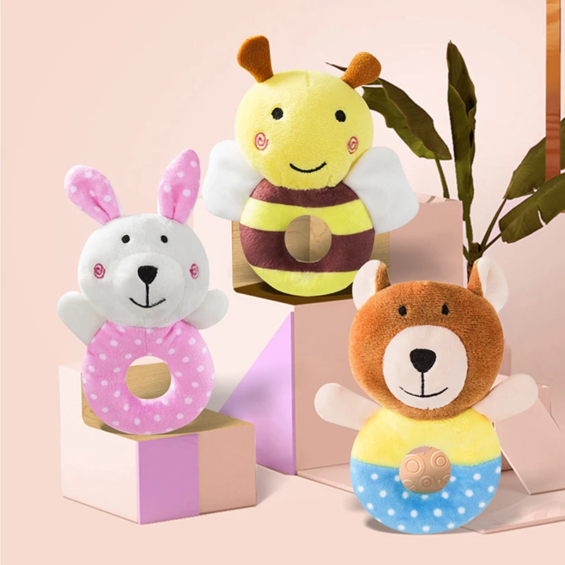 Infant Shaker Ring Rattle Baby Plush Rattle Teether Set Sensory Baby ...