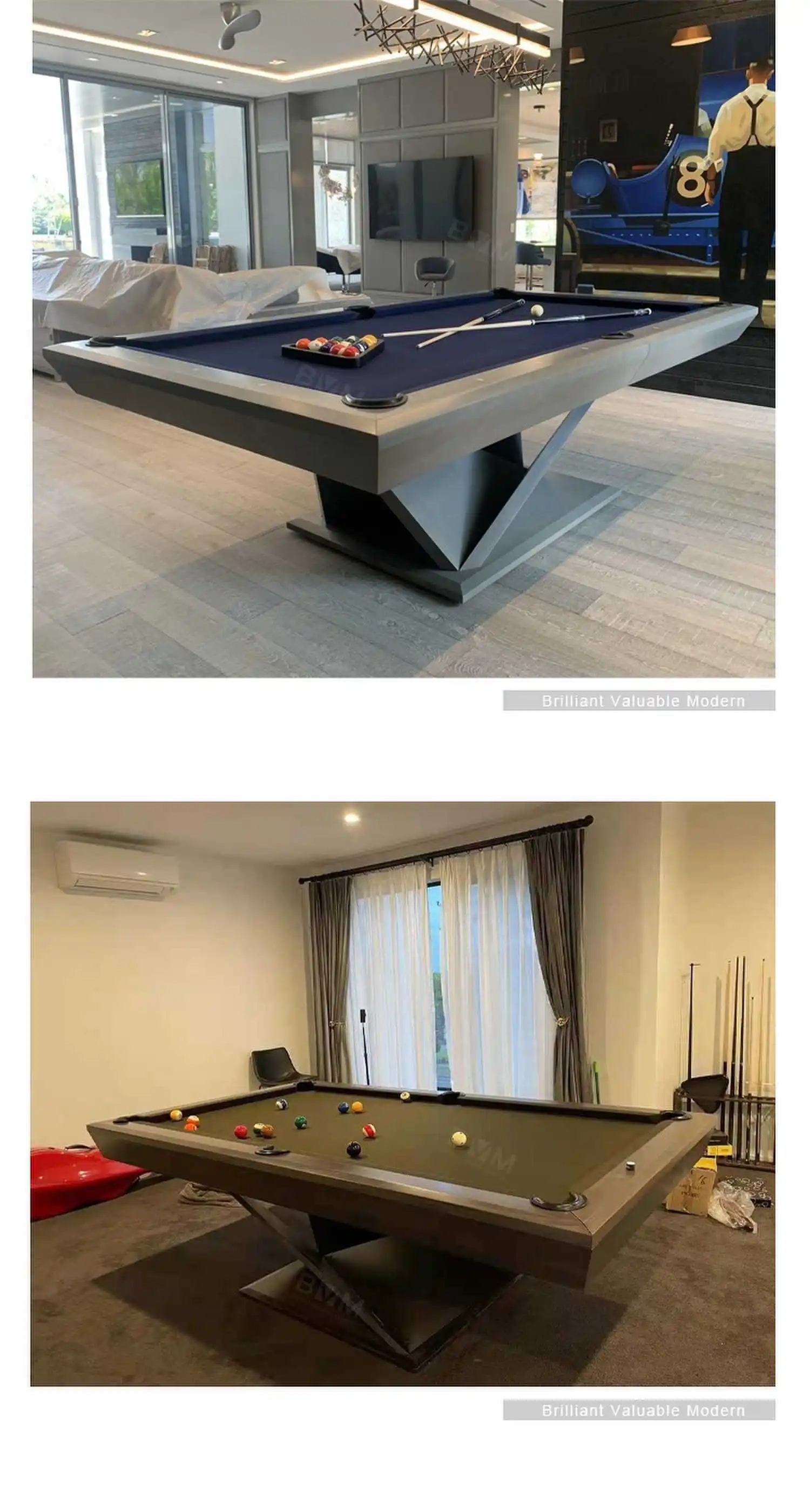 Custom Classical Pool Table With Solid Wood Legs And Slate Cushions ...