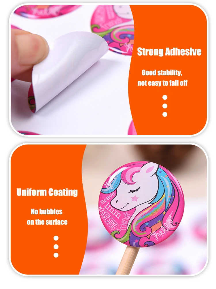 Custom Adhesive Business Logo Printing Round Resin Sticker Crystal Dome ...