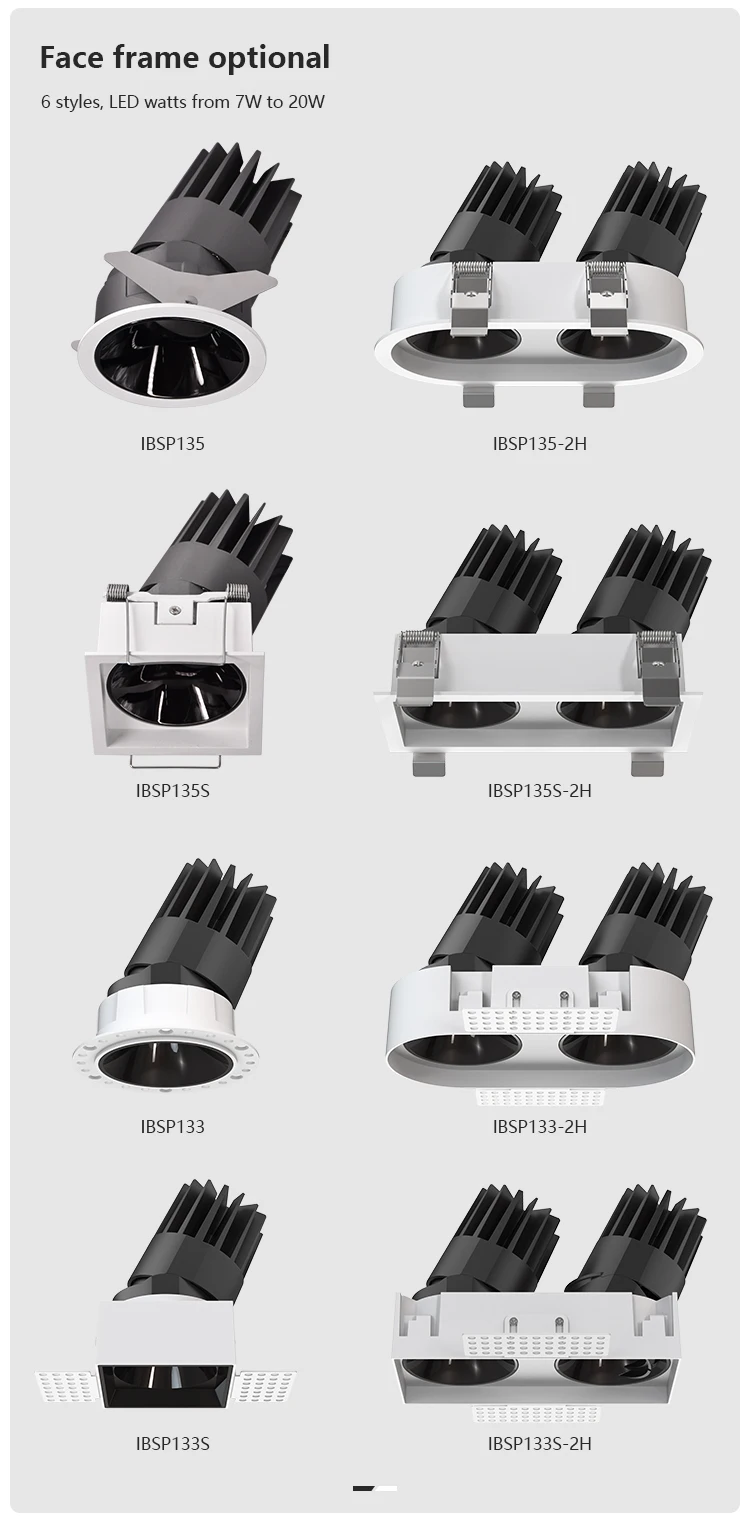 Hotel Ceiling Adjustable Anti Glare 10w 18w 28w Down Light Square Recessed Led Dimmable Cob ...