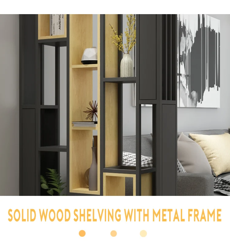 Light Luxury Living Room Metal Wood Partition Simple Style Divider ...