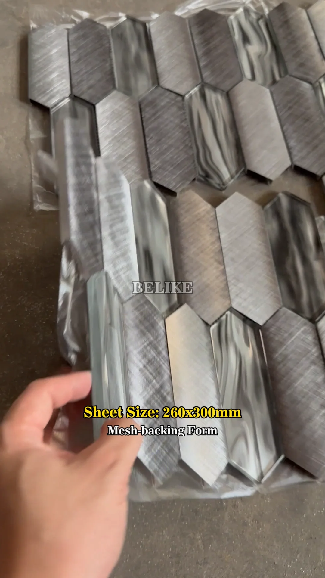 Modern Elongated Hexagon Glass Mosaic Tile Wall Covering Home Decor Backsplash Accent Feature ...