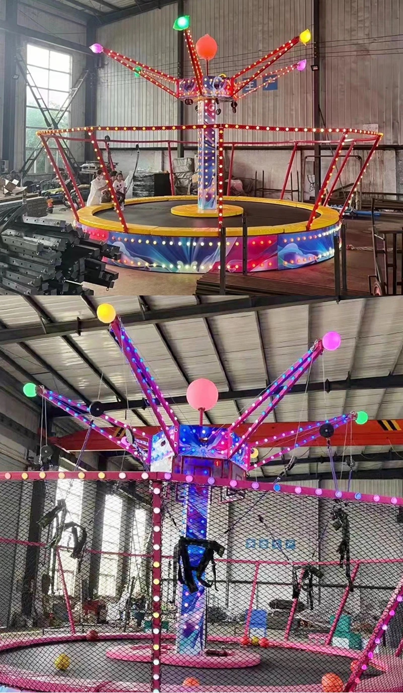 Luxury 6 Seats Outdoor Bungee Trampoline Round Jumping Led Light ...