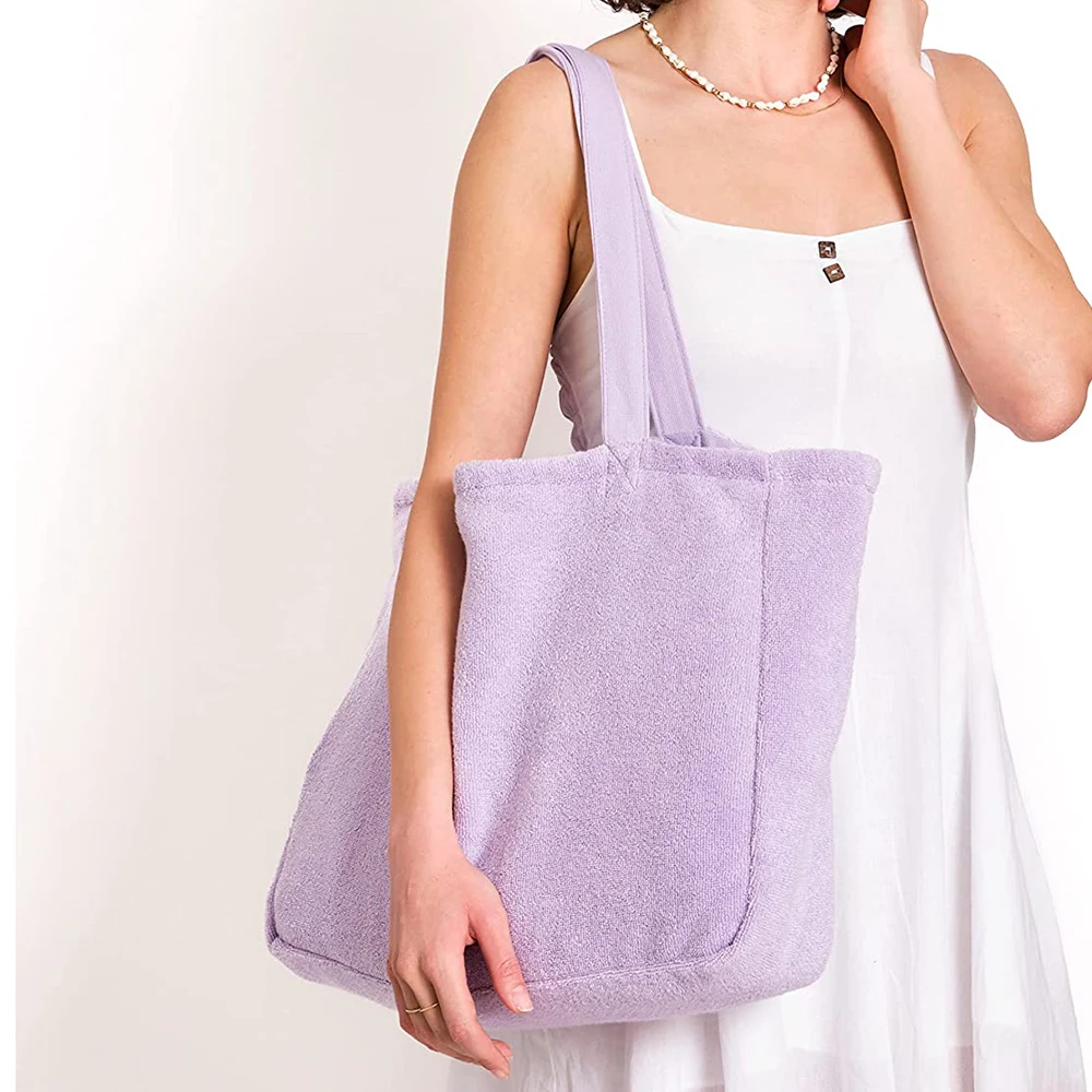 Reversible Totes Handbag Terry Towel Bag Beach Bag