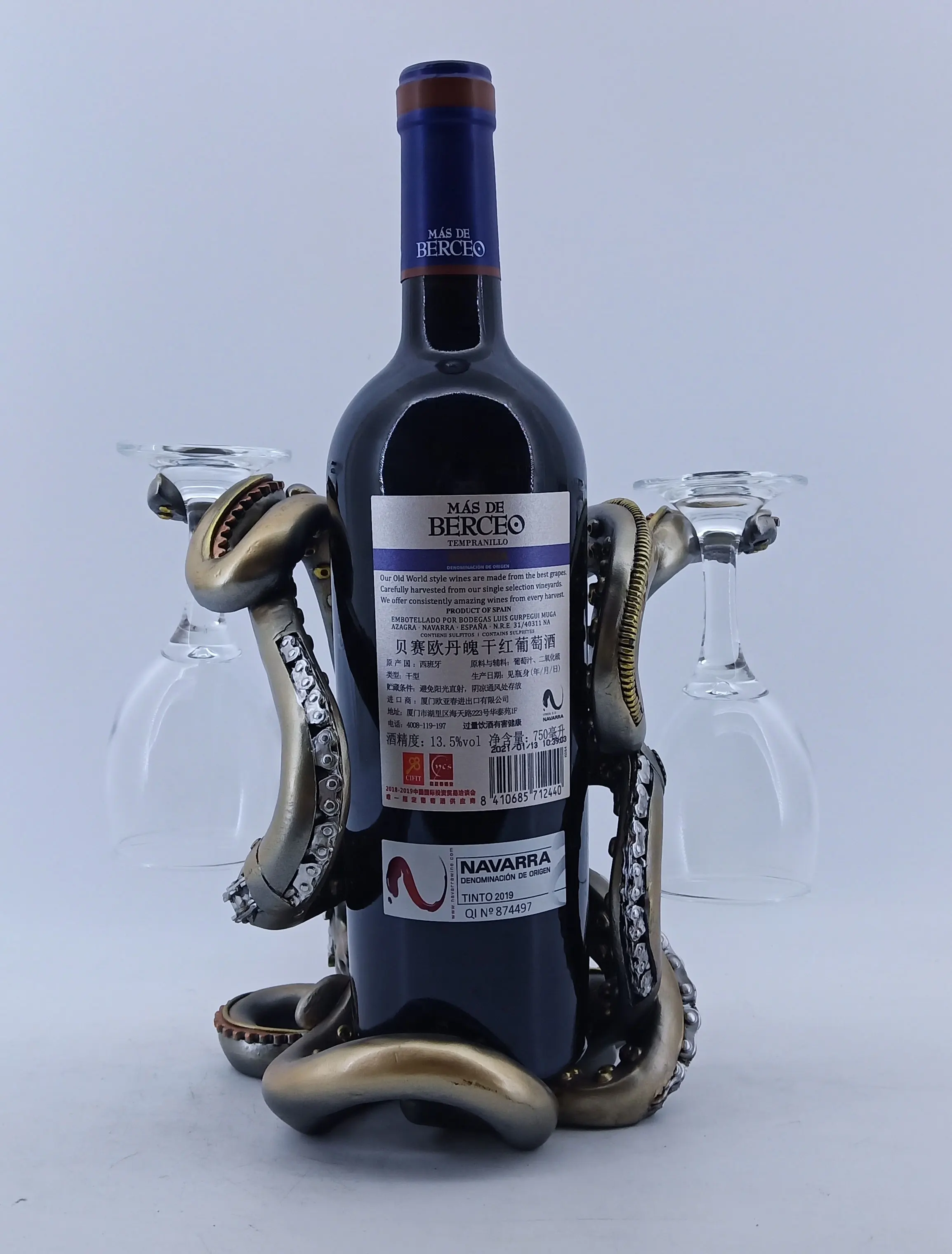 Wholesale Decorative Steampunk Gold Resin Octopus Wine Bottle Holder ...