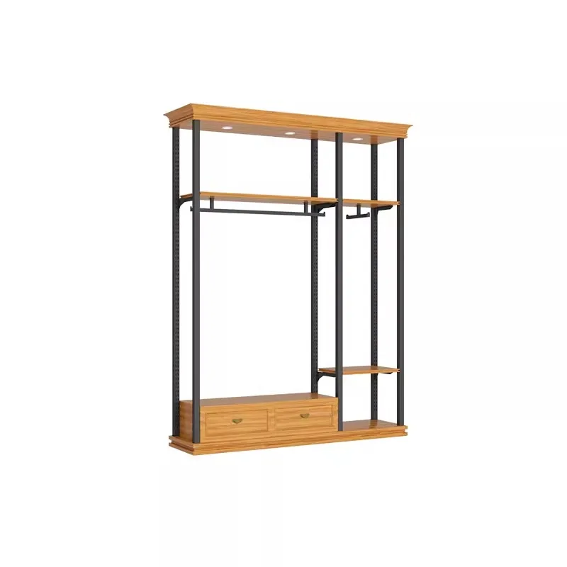 Solid wood clothing store display rack hanger men's store display rack ...