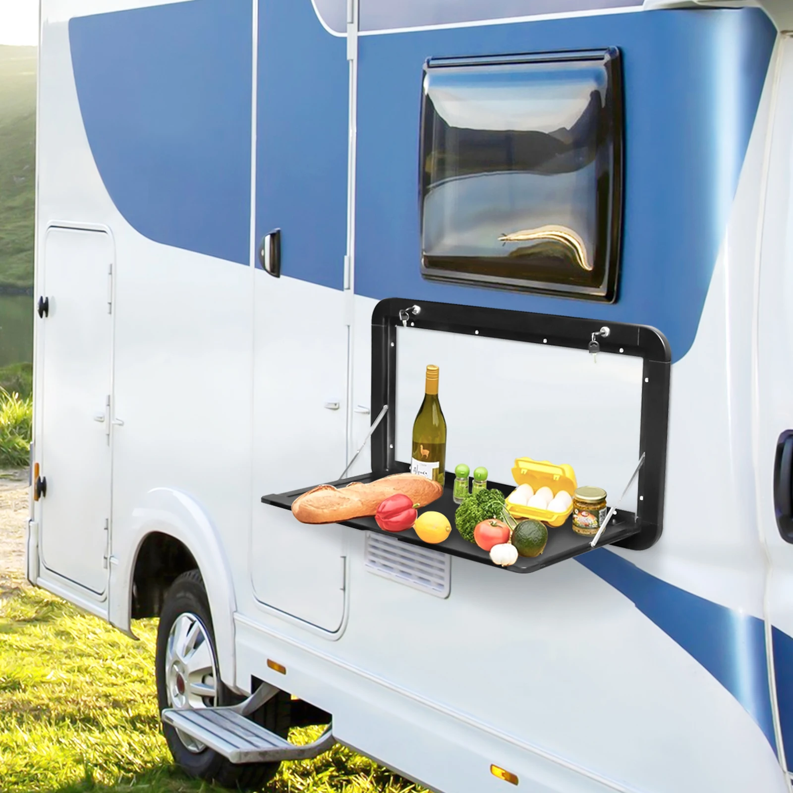 RV Folding Table Foldable RV Dinette Table - Wall Mounted Aluminum ...