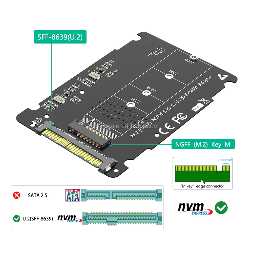 U.2 SFF-8639 to NGFF M.2 NVME SSD Adapter - Easy Data Transfer