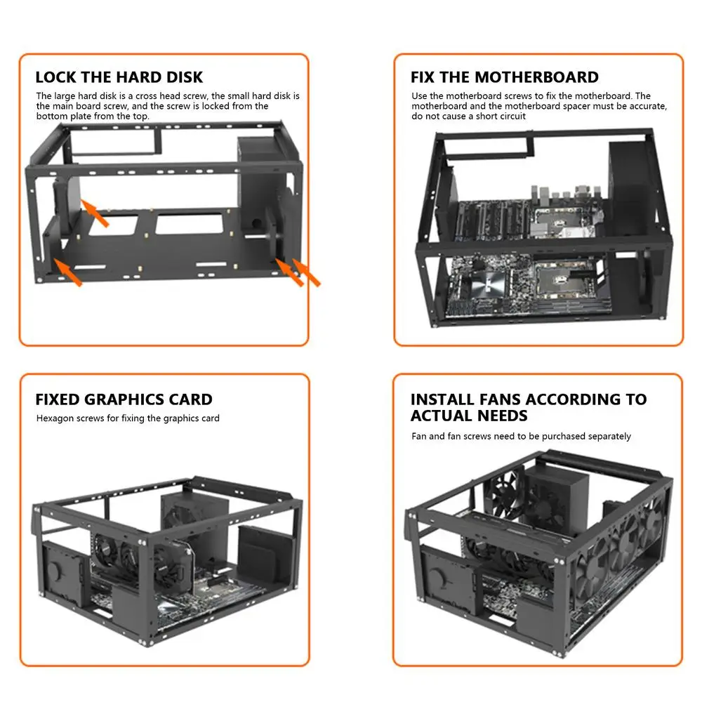 Diy Computer Motherboard Case Rack Aluminum Frame Chassis Cooling Rack ...