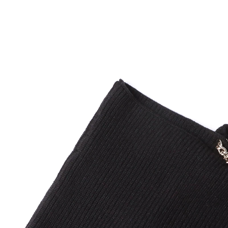 Chicever New Knitted Sweaters Irregular Collar Patchwork Metal Chain ...