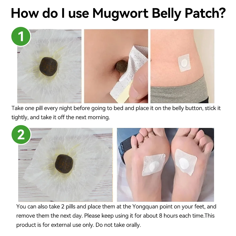 30 Day Mugwort Belly Patch Abdominal Burn Detox Sticker Natural Ingredients Weight Loss Fat ...