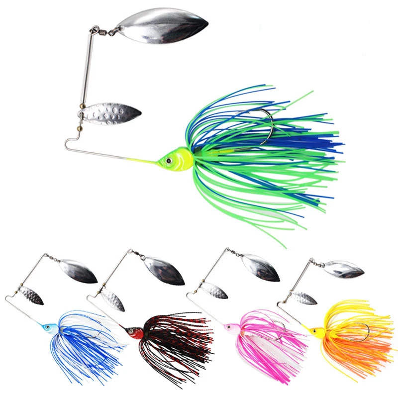 Artificial Bait Rotating Sequin Spinner Spoons Fish Buzz Bait Fishing ...