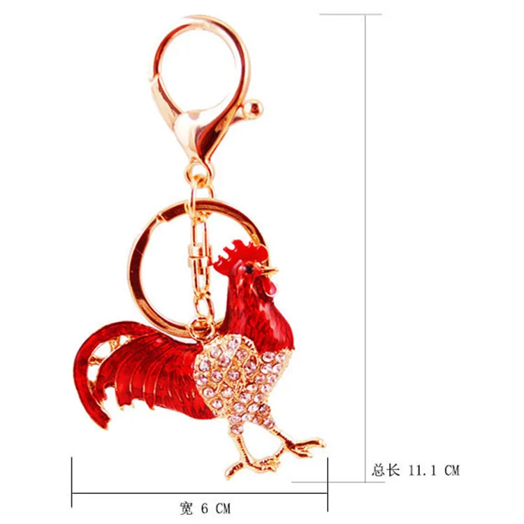 Metal Zinc Alloy Gold Plated Animal Rooster Sparkling Rhinestone ...