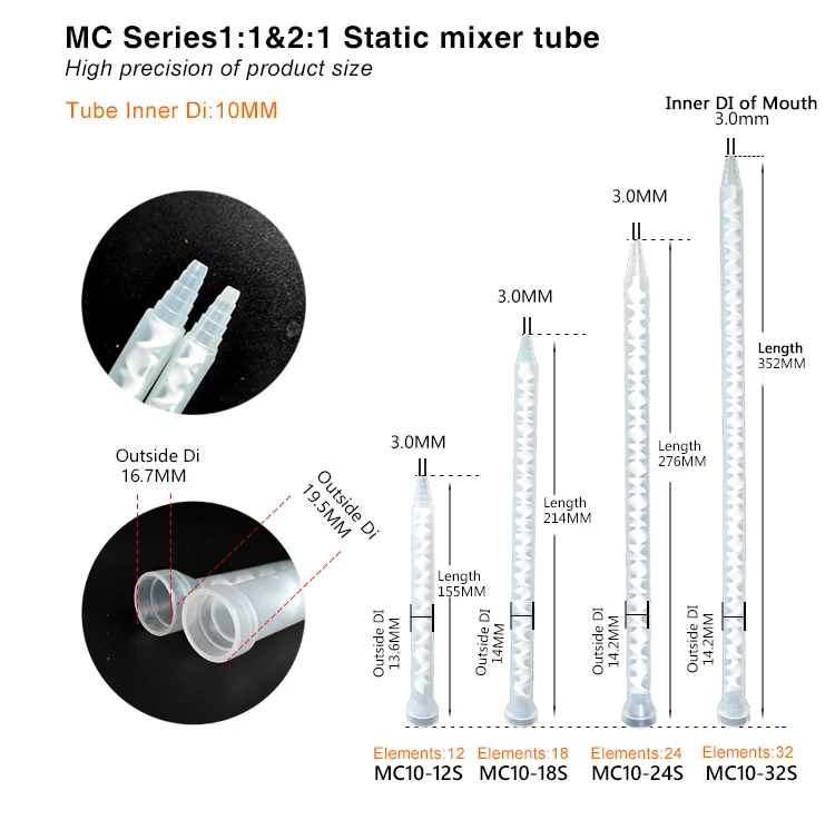 10-32 Mixer 400ML1:1 Adhesive Cartridge - Disposable Nozzle