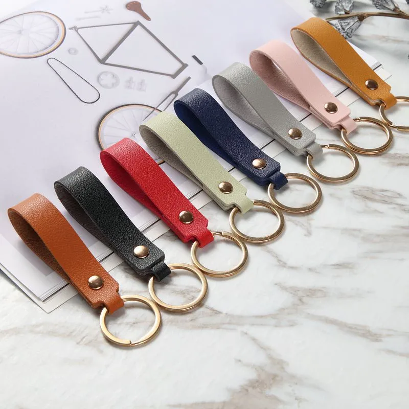 Custom Leather Keychain Wholesale Gold Key Ring Pu Leather Keychain ...