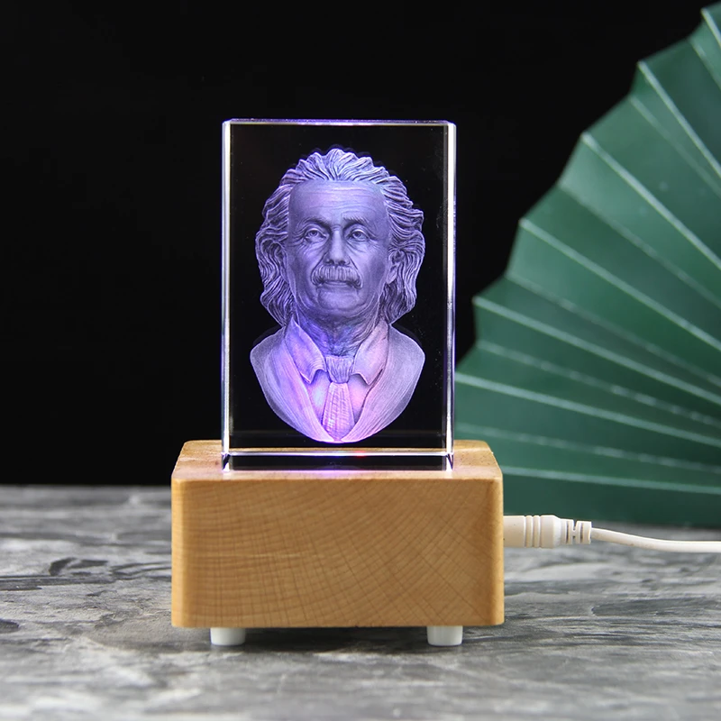 Clear 3D Laser Engraved Crystal Cube Photo Frame Gifts