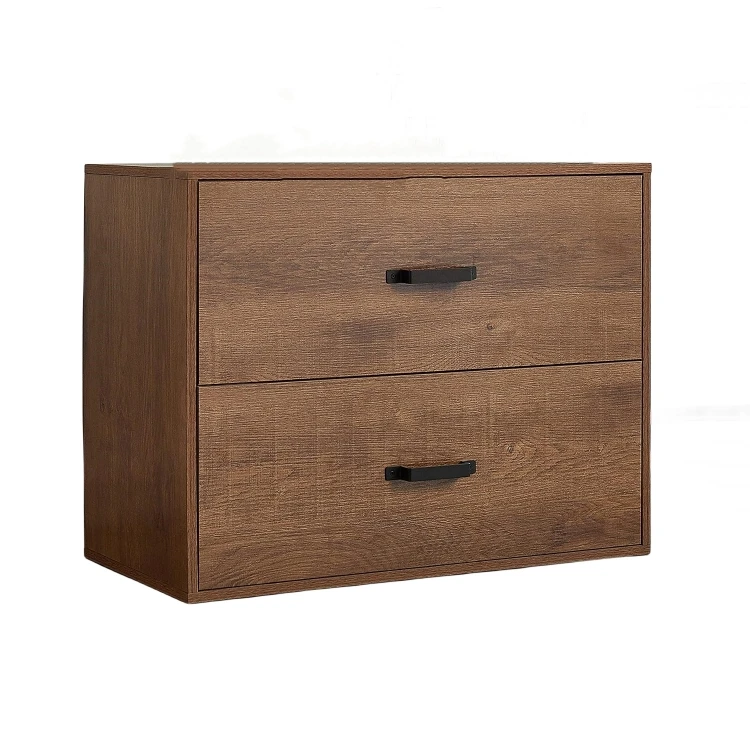 Brown Wood Bookcase Lateral Drawer File Storage Cabinet Printer ...