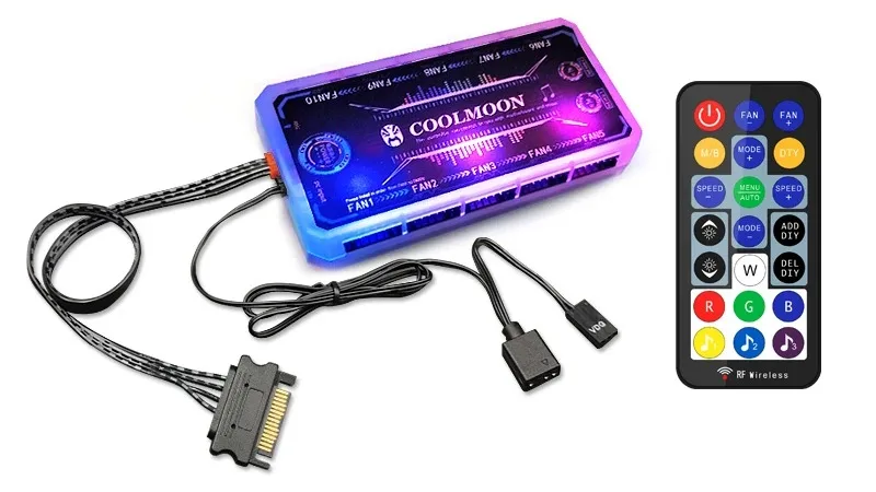 Coolmoon Gaming Computer Controller Remote Fan Cooler 5v 3pin Argb Sync ...