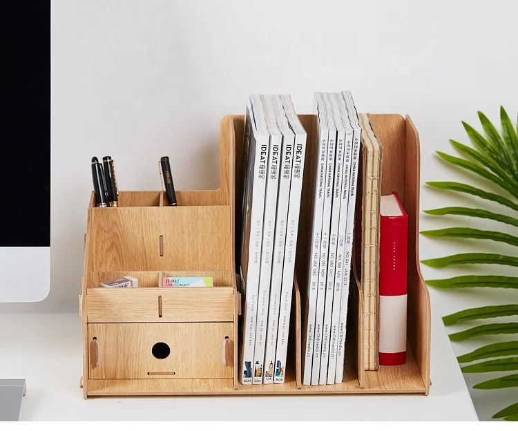 Customized Wooden Creative Multi-purpose DIY File Storage Rack Wooden ...