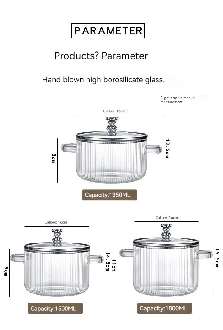 Heat-Resistant Stovetop Cooking Pot with Lid Clear Glass Cooking Pot ...