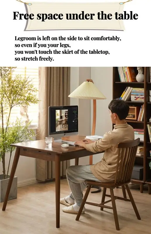 Wood Dinning Room Table - Modern, Space-Saving & Adjustable