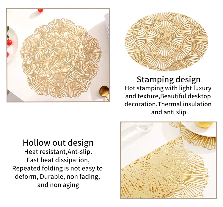 Starunk Pvc Pressed Vinyl Metallic Wedding Accent Centerpiece Placemats ...