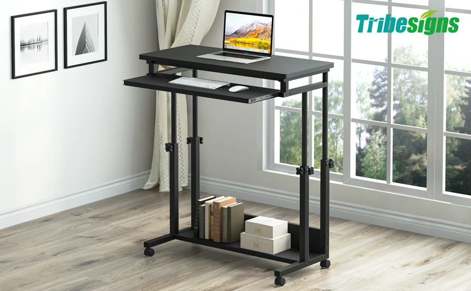 Tribesigns Standing Rolling Computer Desk With Keyboard Tray Sofa ...