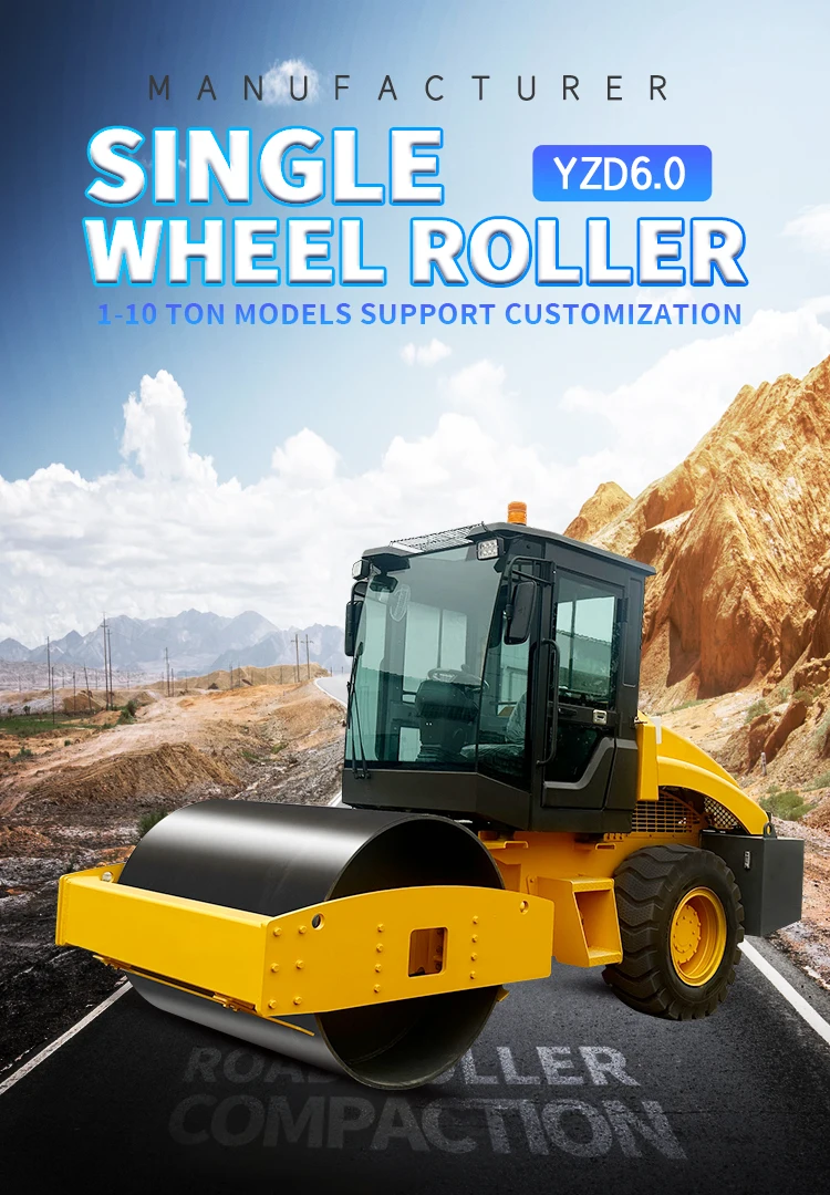 6 Tons 8 Tons 10 Tons Roller Hydraulic Vibration Single Steel Wheel ...