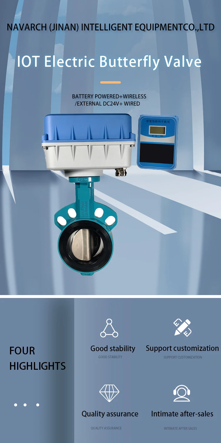 Dn80 Nb-iot Motor Drive Cast Iron Water Butterfly Valve Solar Power ...