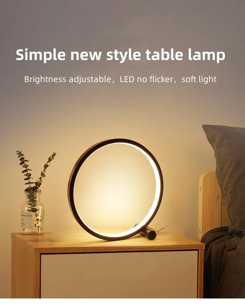 Round Shape Desk Light Bedside Touch Control Brightness Dimmable Led ...