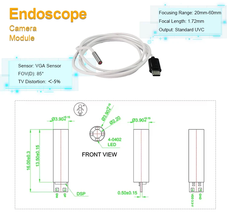 Industrial Medical VGA OV6922 CMOS Sensor Endoscope Camera