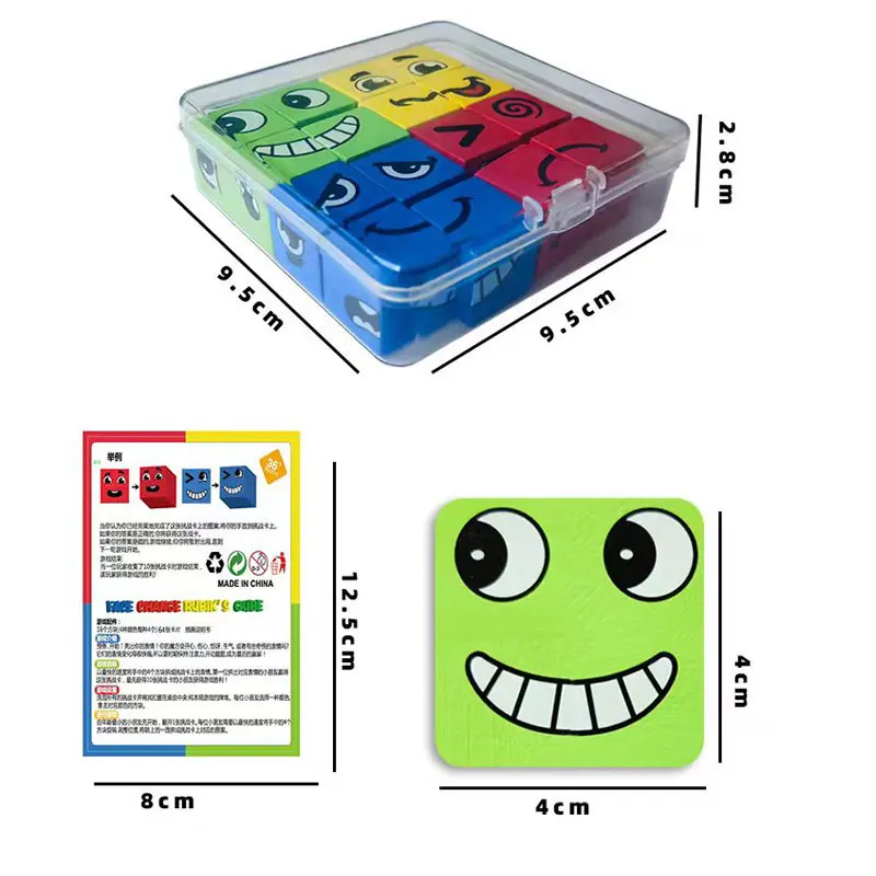 Children's Wooden Expressions Matching Block Puzzles Face-changing ...