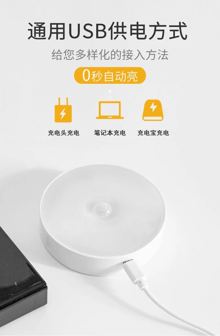 Round Motion Sensor Lamp Cabinet Light Round Small Wall Night Light Led ...