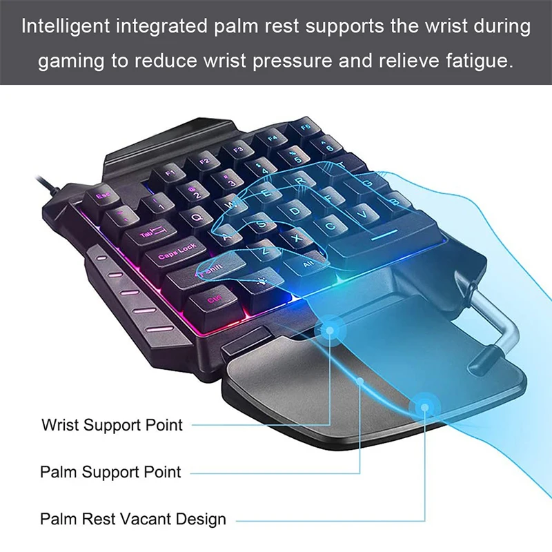 G92 One-Handed Mechanical Gaming Keyboard - Portable & RGB Backlit