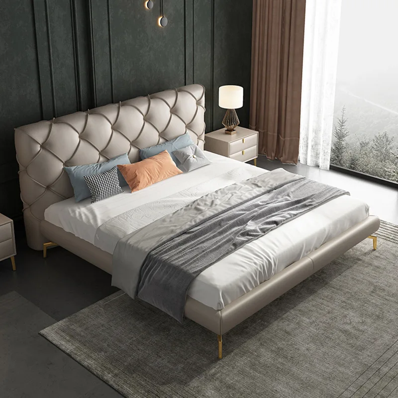 Luxury Italian Bedroom Furniture Leather Bed High Quality Queen And ...