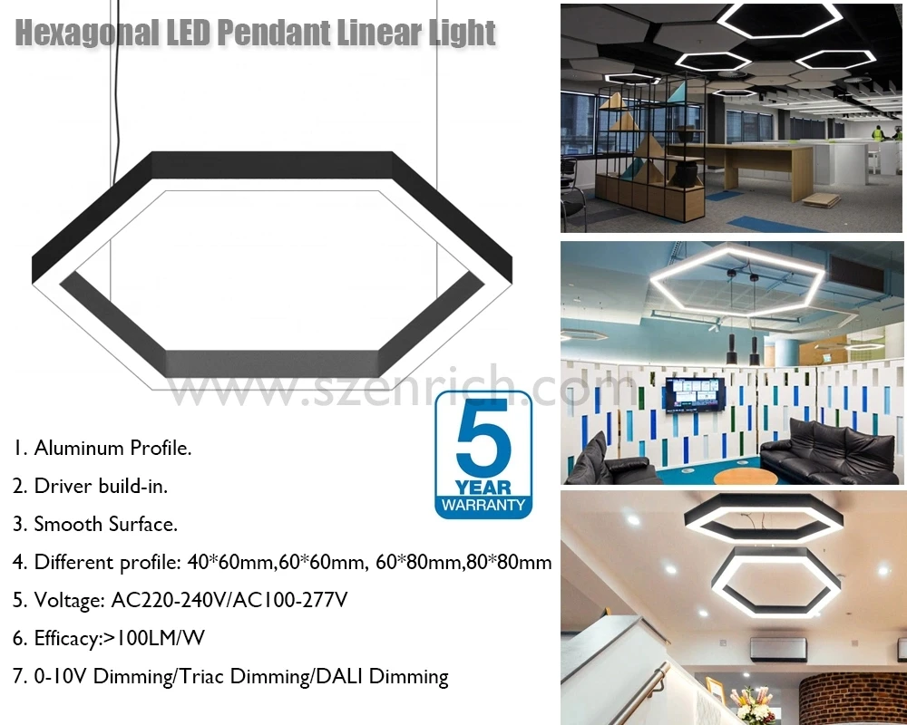 Seamless Connected LED Linear Light Hexagon Led Ceiling Dimmable ...