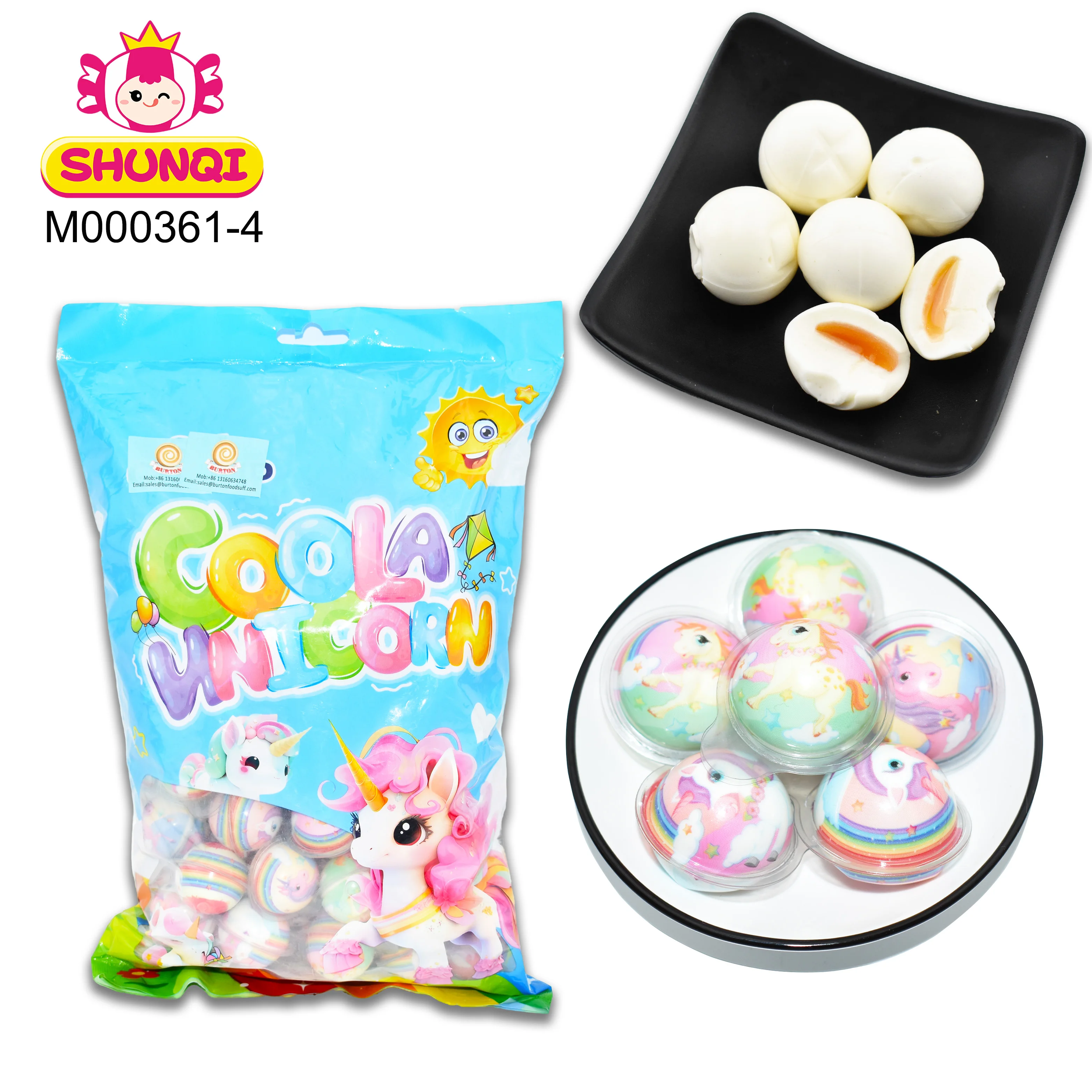 Good Taste Fruity Flavor Rainbow Unicorn Shape Gummy Candy Filled Fruit ...