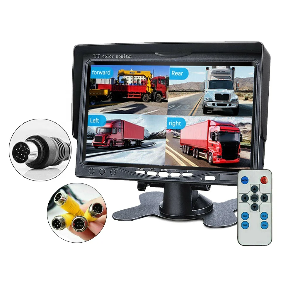 7 Inch Wide Screen Dashboard Quad Car Rearview Monitor For Truck Bus ...
