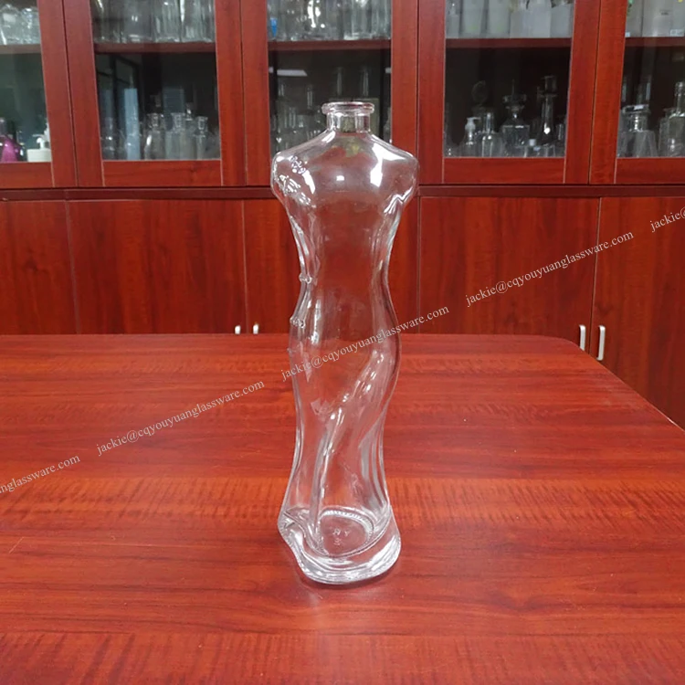 Cork Lid Women Body Shape Tequila Liquor Unique Glass Bottle 350ml ...